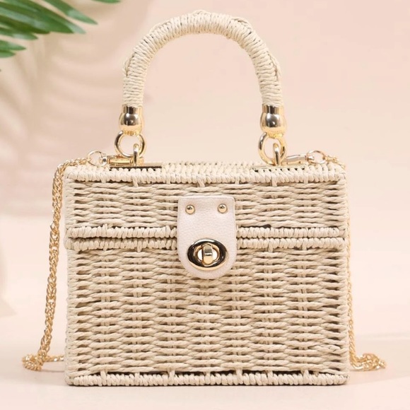 Bags | Flap Straw Top Handle Handbag | Poshmark